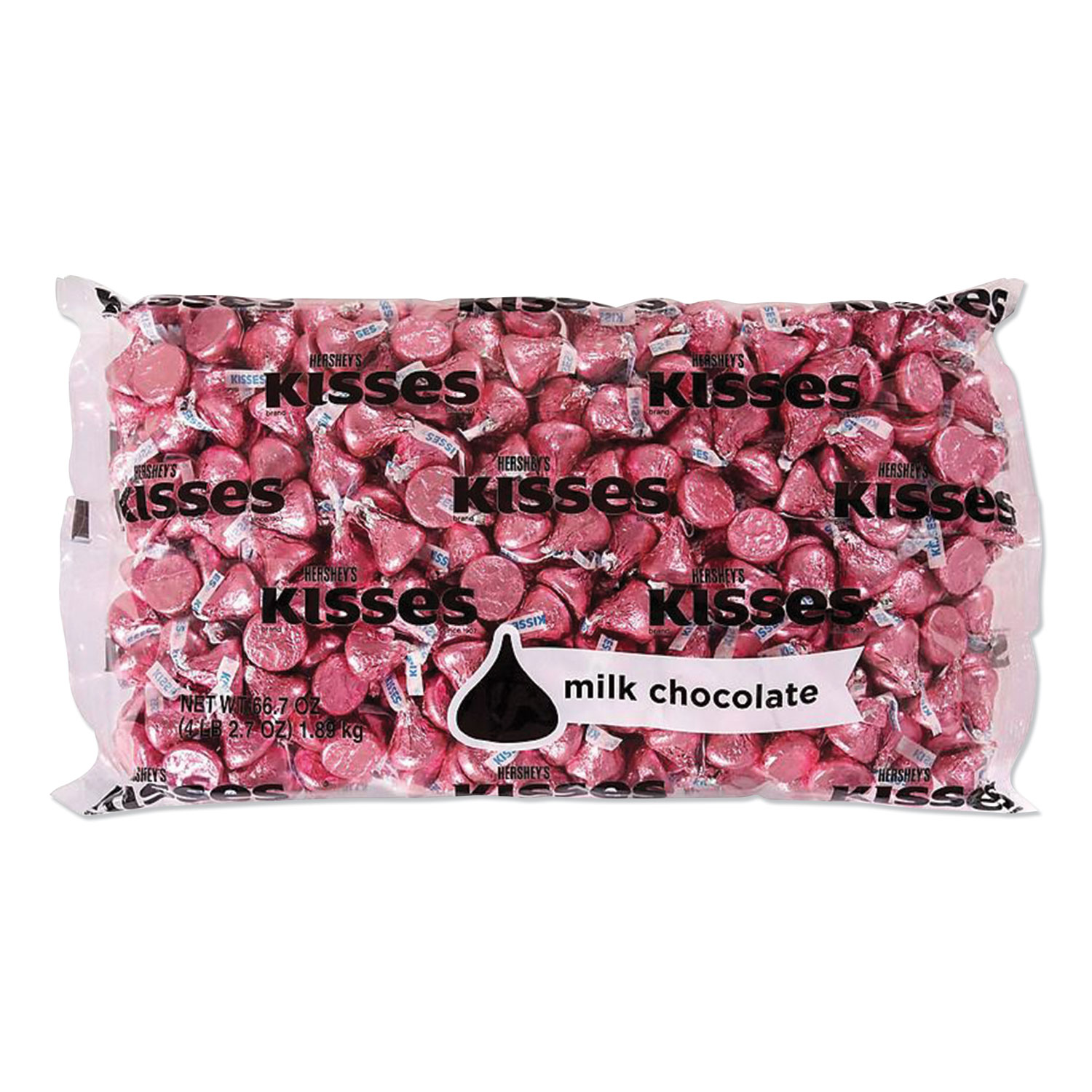 Hershey's KISSES, Milk Chocolate, Pink Wrappers, 66.7 oz Bag (33434 ...