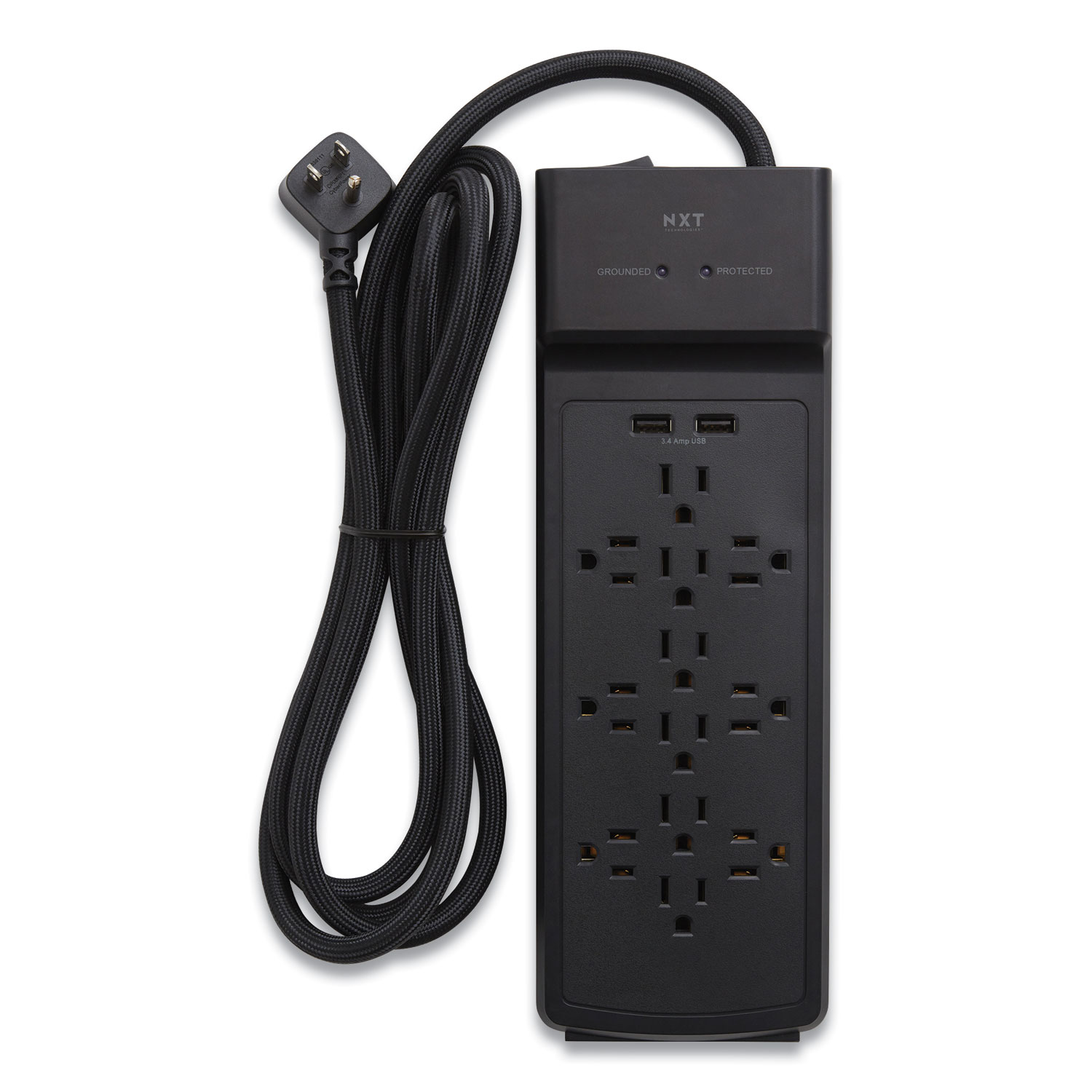 NXT Technologies Surge Protector, 12 AC Outlets/2 USB Ports, 8 ft Cord ...