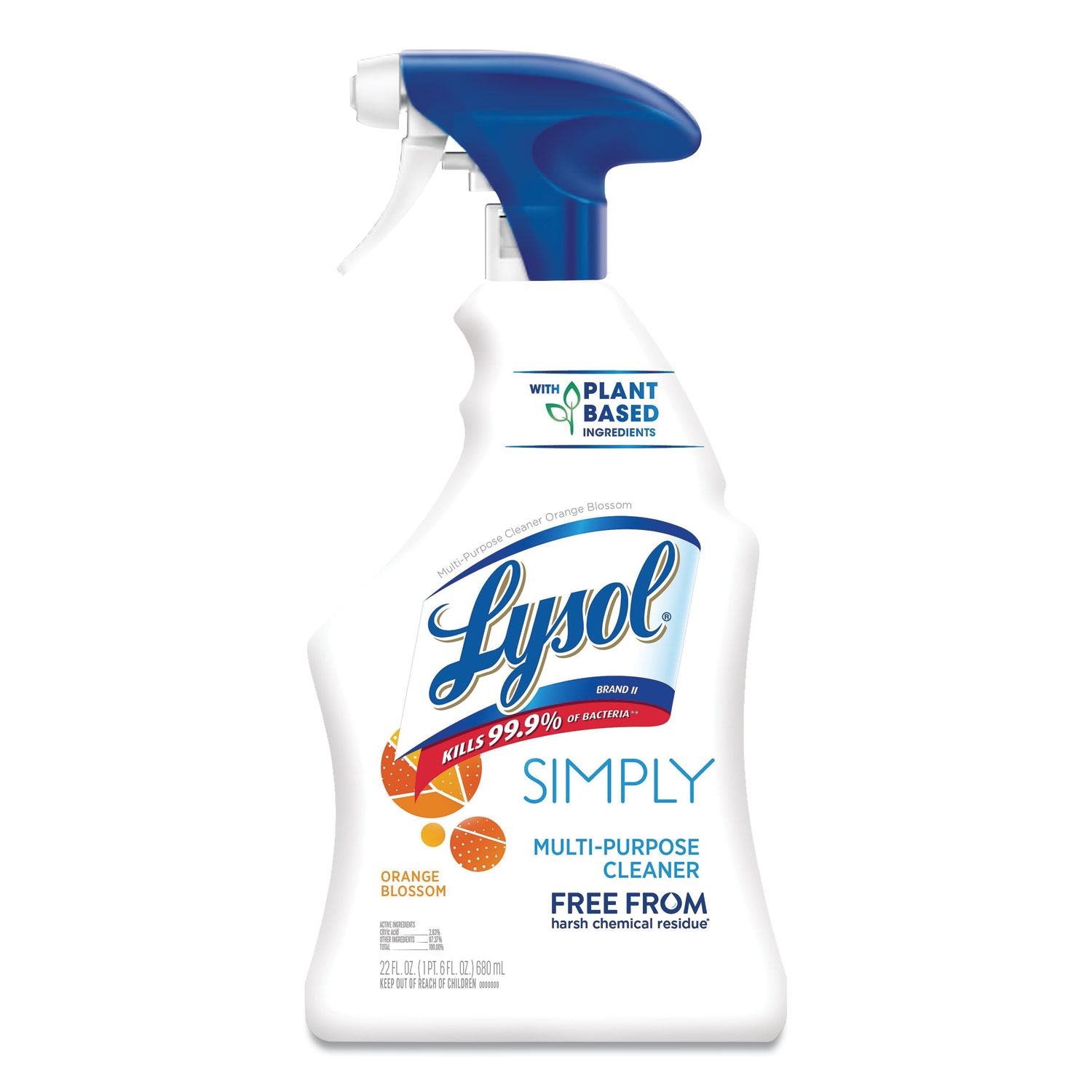 Lysol Simply Multi-Purpose Cleaner, Orange Blossom, 22 oz Trigger Spray ...