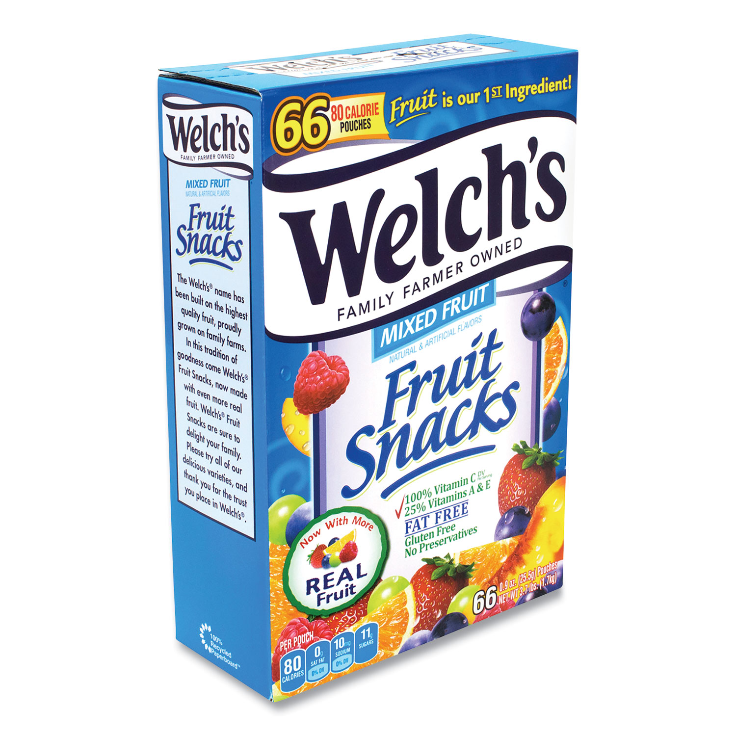 Welch's Fruit Snacks, Mixed Fruit, 0.9 oz Pouch, 66 Pouches/Box ...