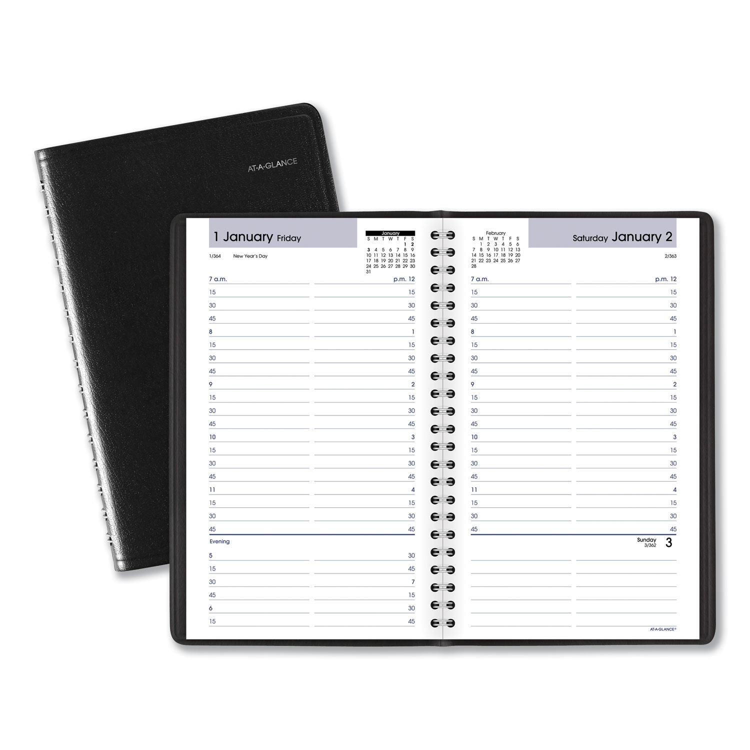 DayMinder Daily Appointment Book with15-Minute Appointments, 8.5 x 5.5 ...
