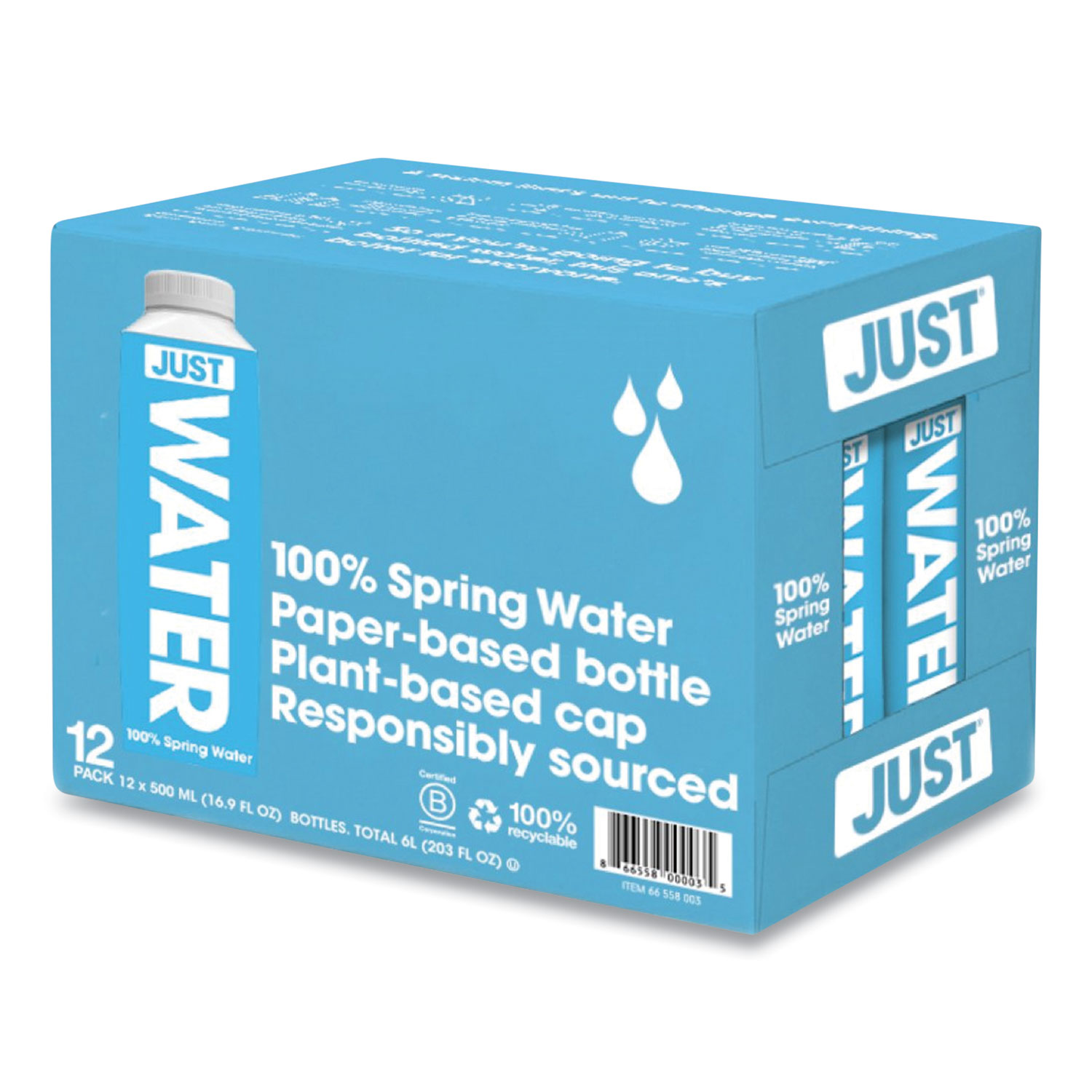 Just Water Spring Water, 16.9 oz, 12/Carton (JGD00003) | OfficeCrave.com