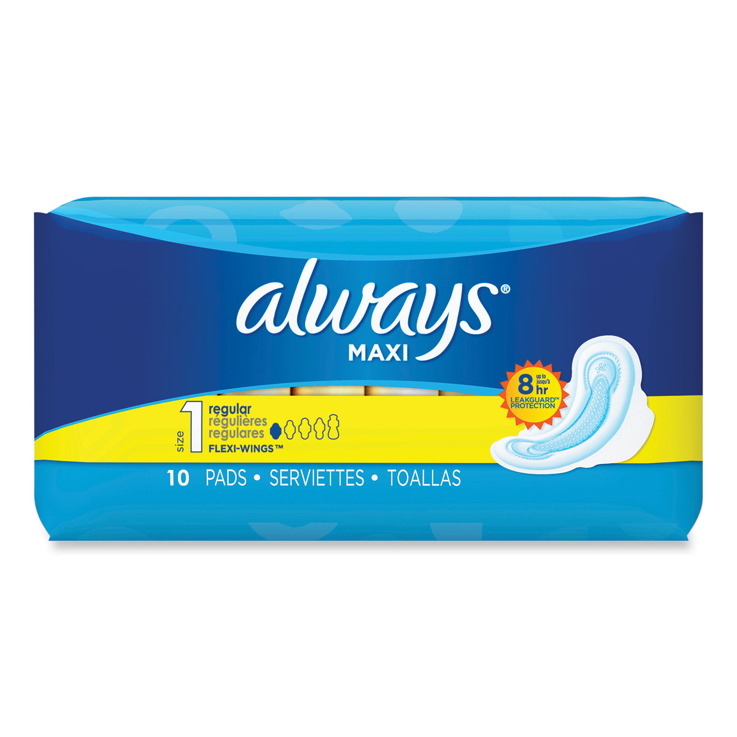 Always Regular Maxi Pads with Wings, Regular, 10/Box (34967 ...