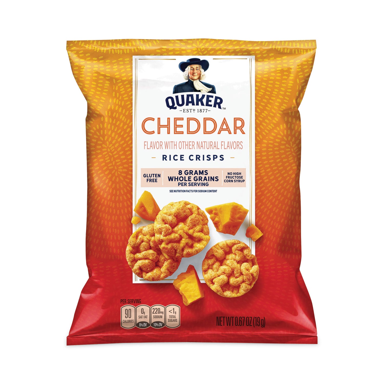 Quaker Rice Crisps, Cheddar Cheese, 0.67 oz Bag, 60 Bags/Box, Delivered ...