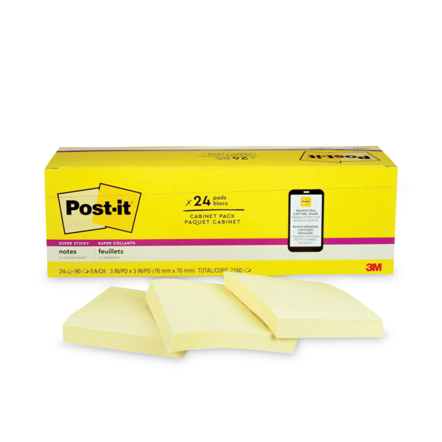 Post-it Canary Yellow Note Pads, 3 x 3, 90-Sheet, 24/Pack (65424SSCP ...