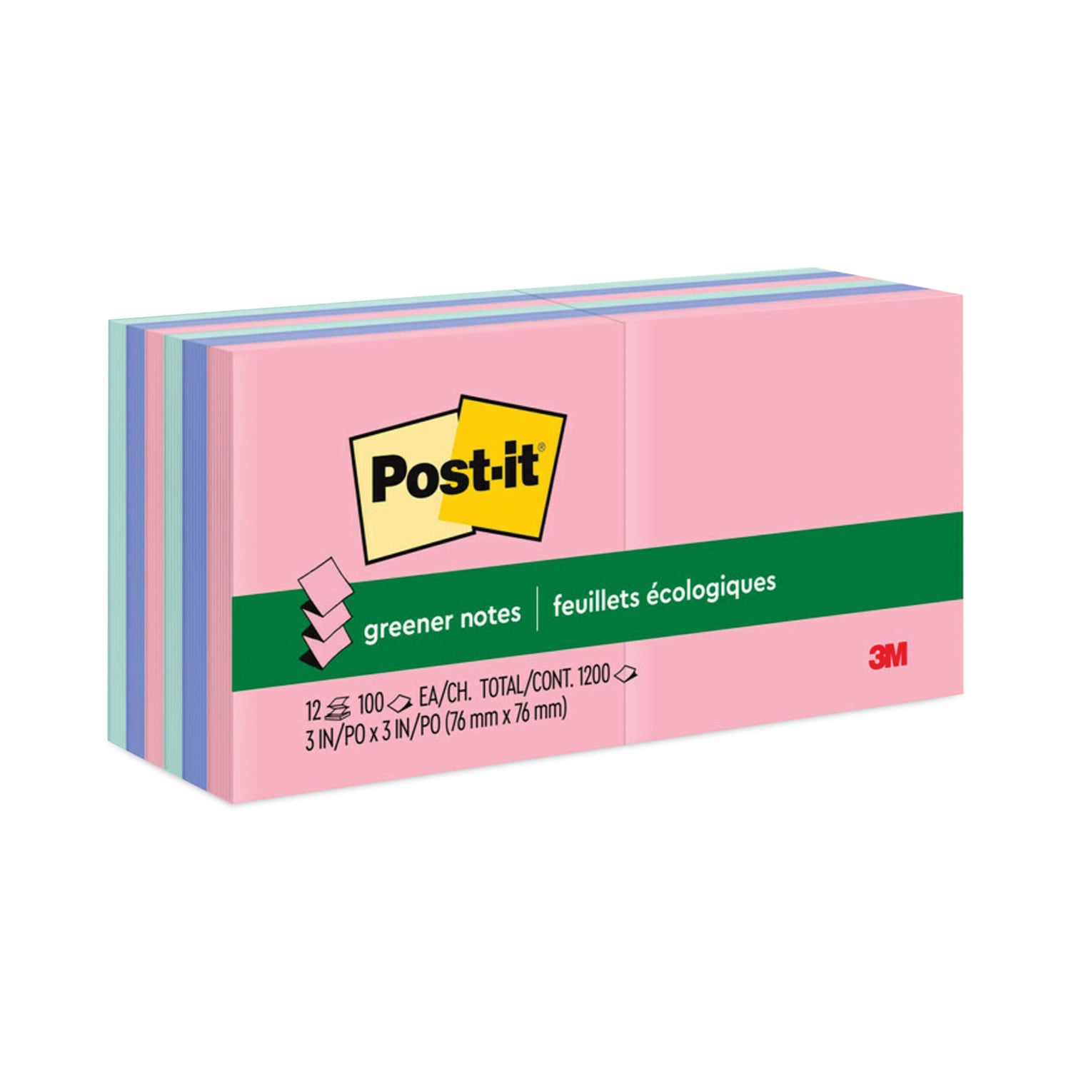 Post-it Recycled Pop-up Notes, 3 x 3, Assorted Helsinki Colors, 100 ...