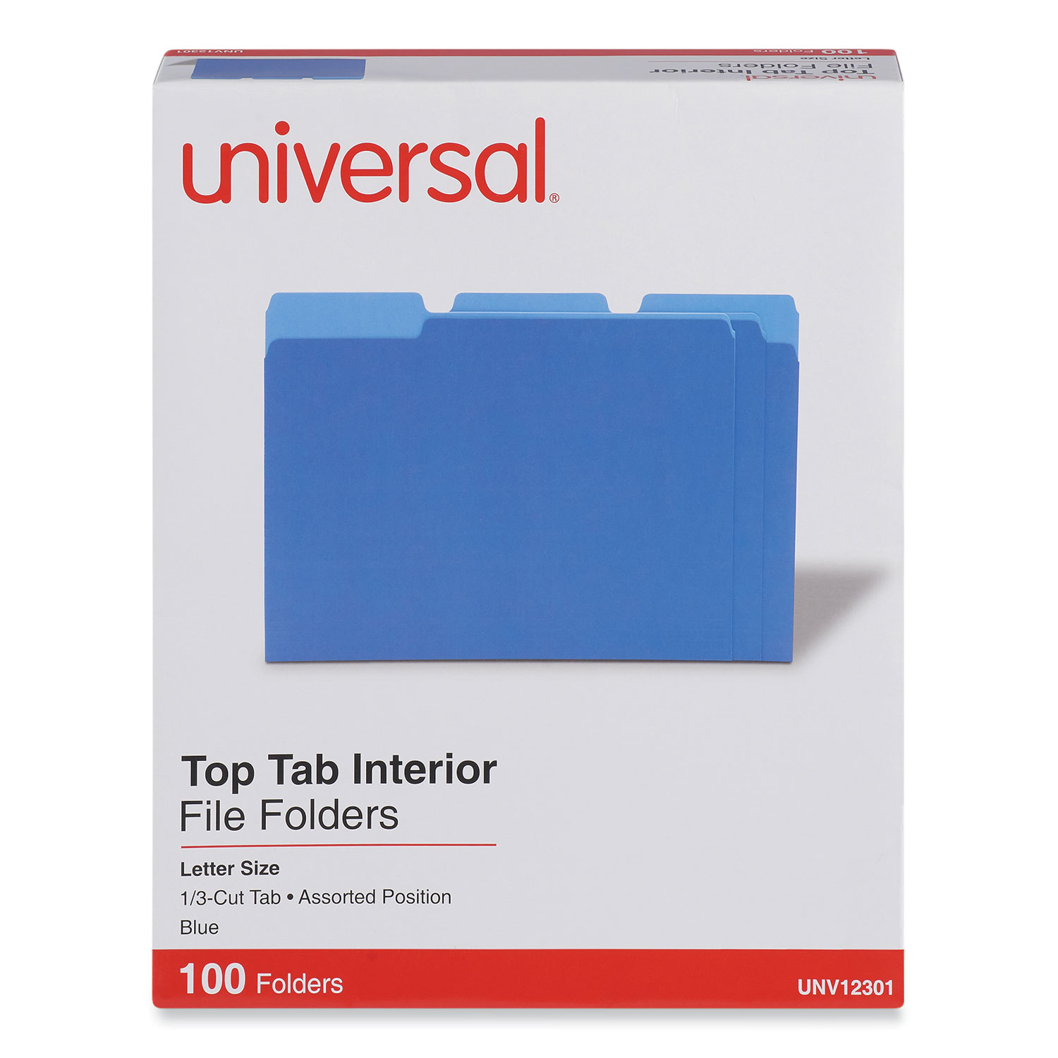 Universal Interior File Folders, 1/3-Cut Tabs, Letter Size, Blue, 100 ...