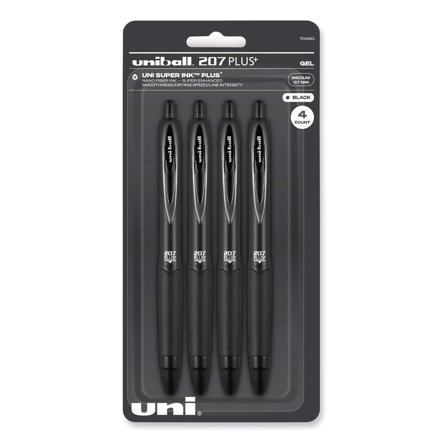 uni-ball 207 Plus+ Gel Pen, Retractable, Medium 0.7 mm, Black Ink ...