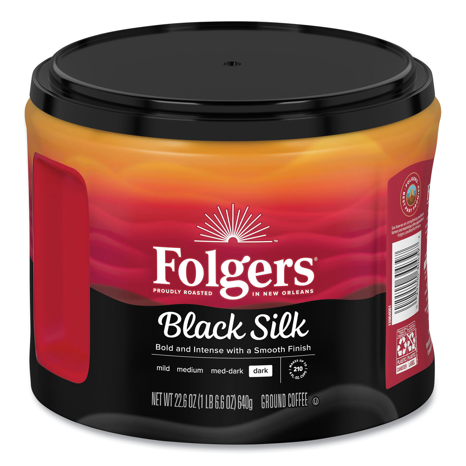 Folgers Coffee, Black Silk, 22.6 oz Canister (20540) | OfficeCrave.com