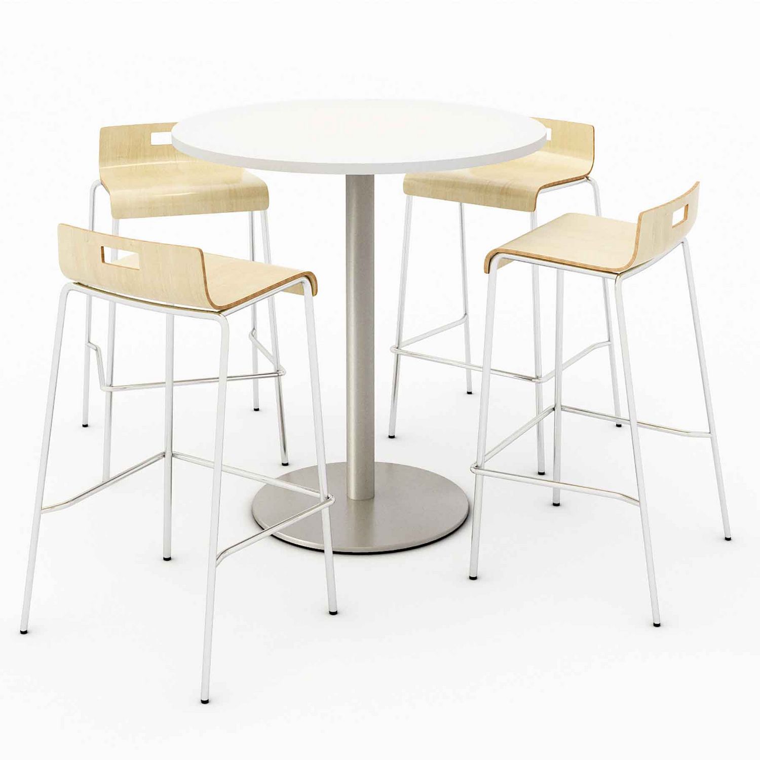KFI Studios Pedestal Bistro Table with Four Natural Jive Series ...