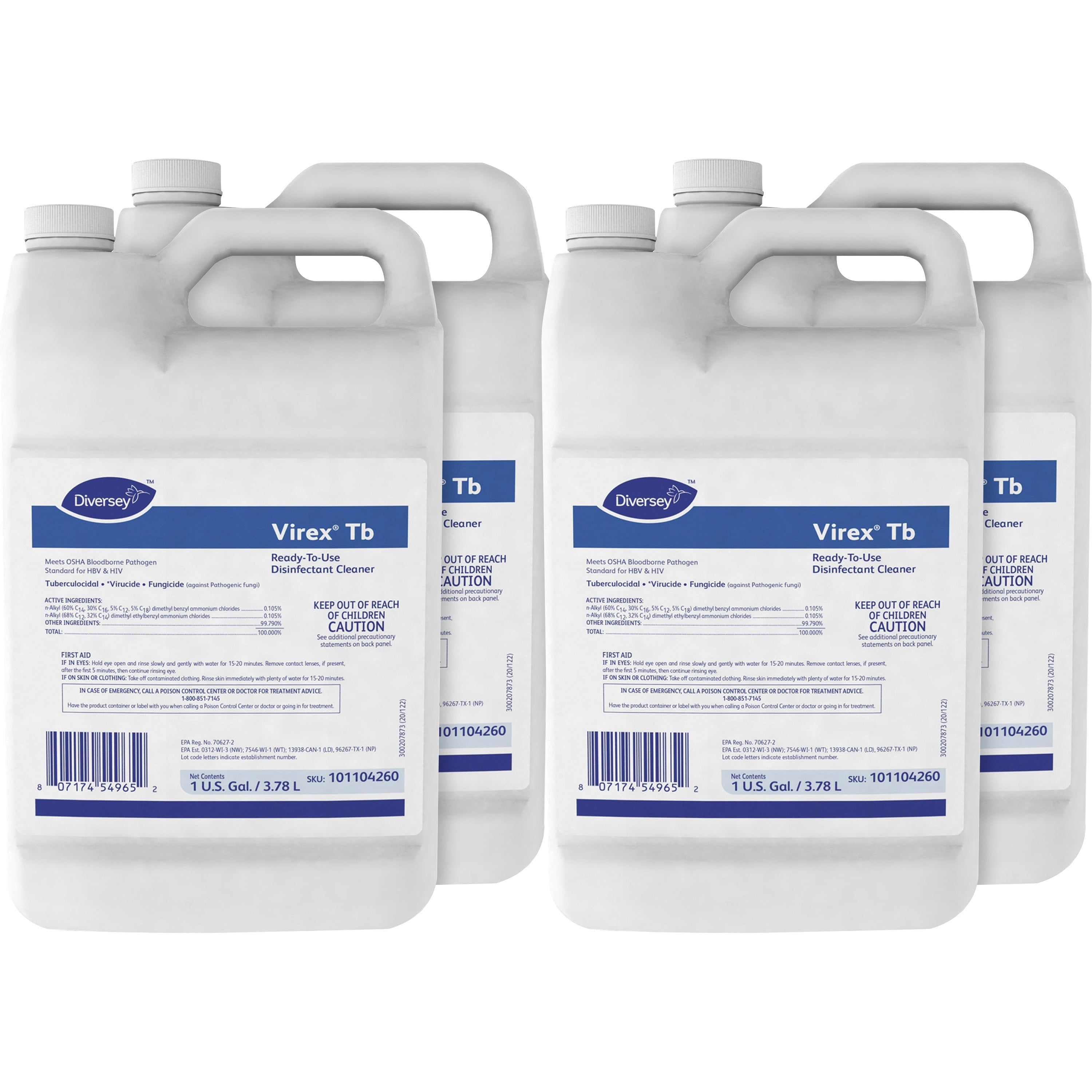 Diversey Virex TB Disinfectant Cleaner, Lemon Scent, Liquid, 1 gal ...